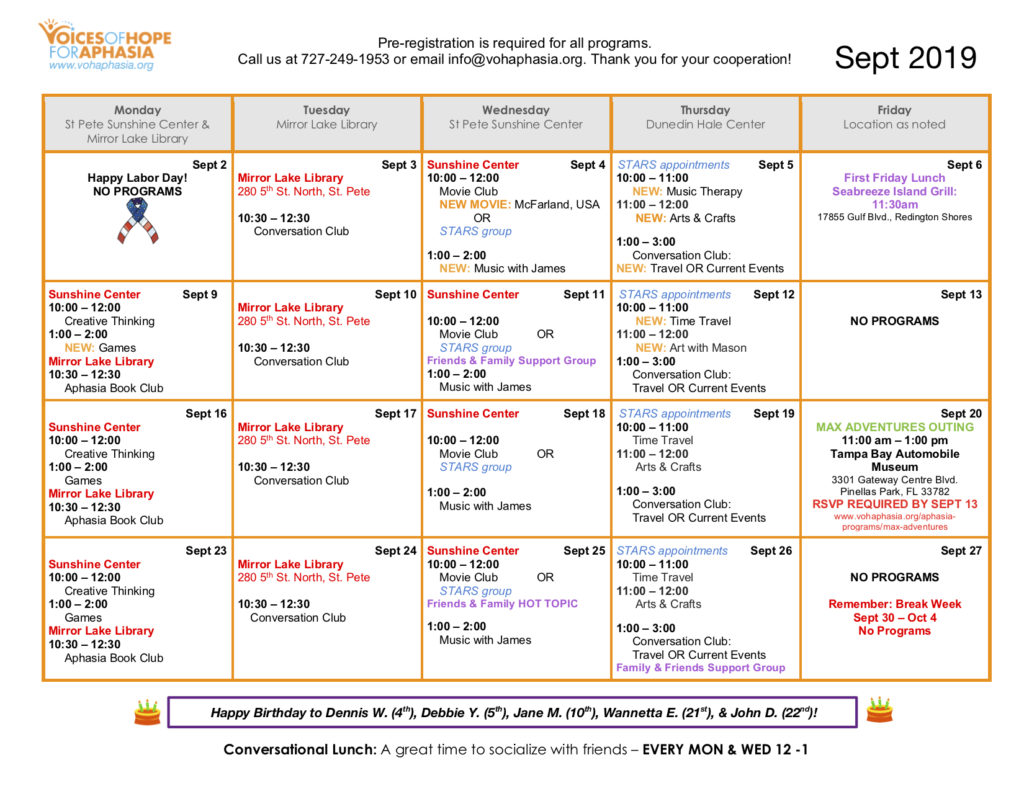 Calendar Sept 2019 | Voices of Hope for Aphasia