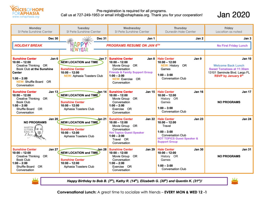 Calendar JAN 2020 | Voices of Hope for Aphasia