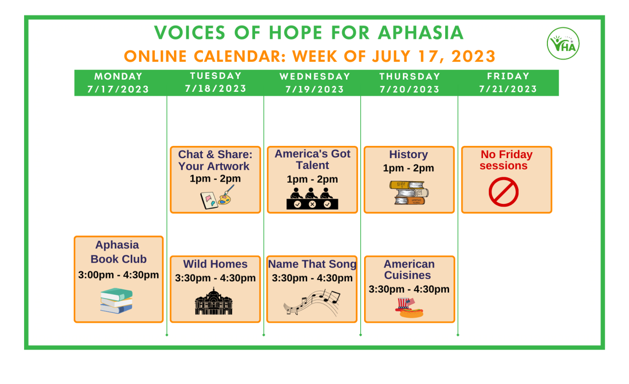 Calendar & Events | Voices of Hope for Aphasia