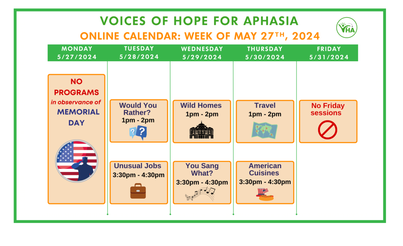 Calendar & Events | Voices of Hope for Aphasia